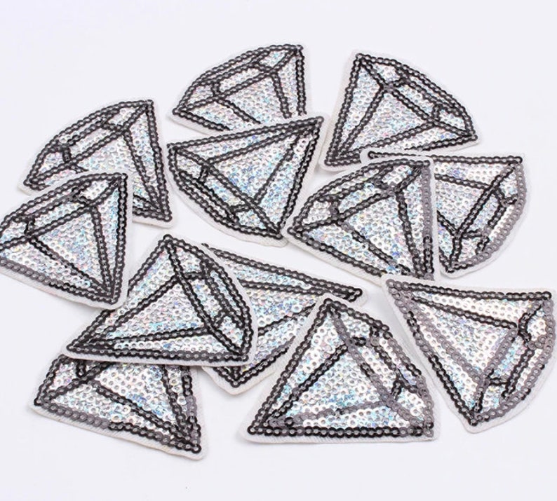 10pcs/lot Sequiend Diamond Patch Iron on Garments Stickers Sewing Jeans ...