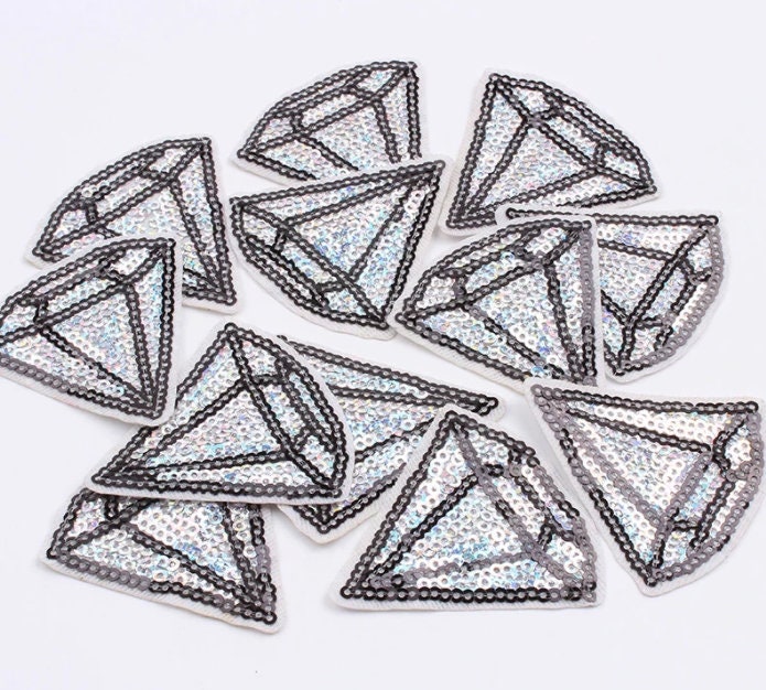 10pcs/lot Sequiend Diamond Patch Iron on Garments Stickers Sewing Jeans ...