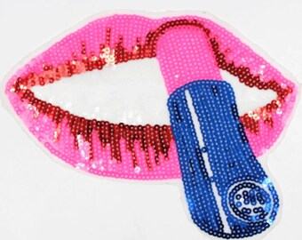 Lipstick Sparkle Glitter Patch Iron or Sew on Vinyl NO - Etsy