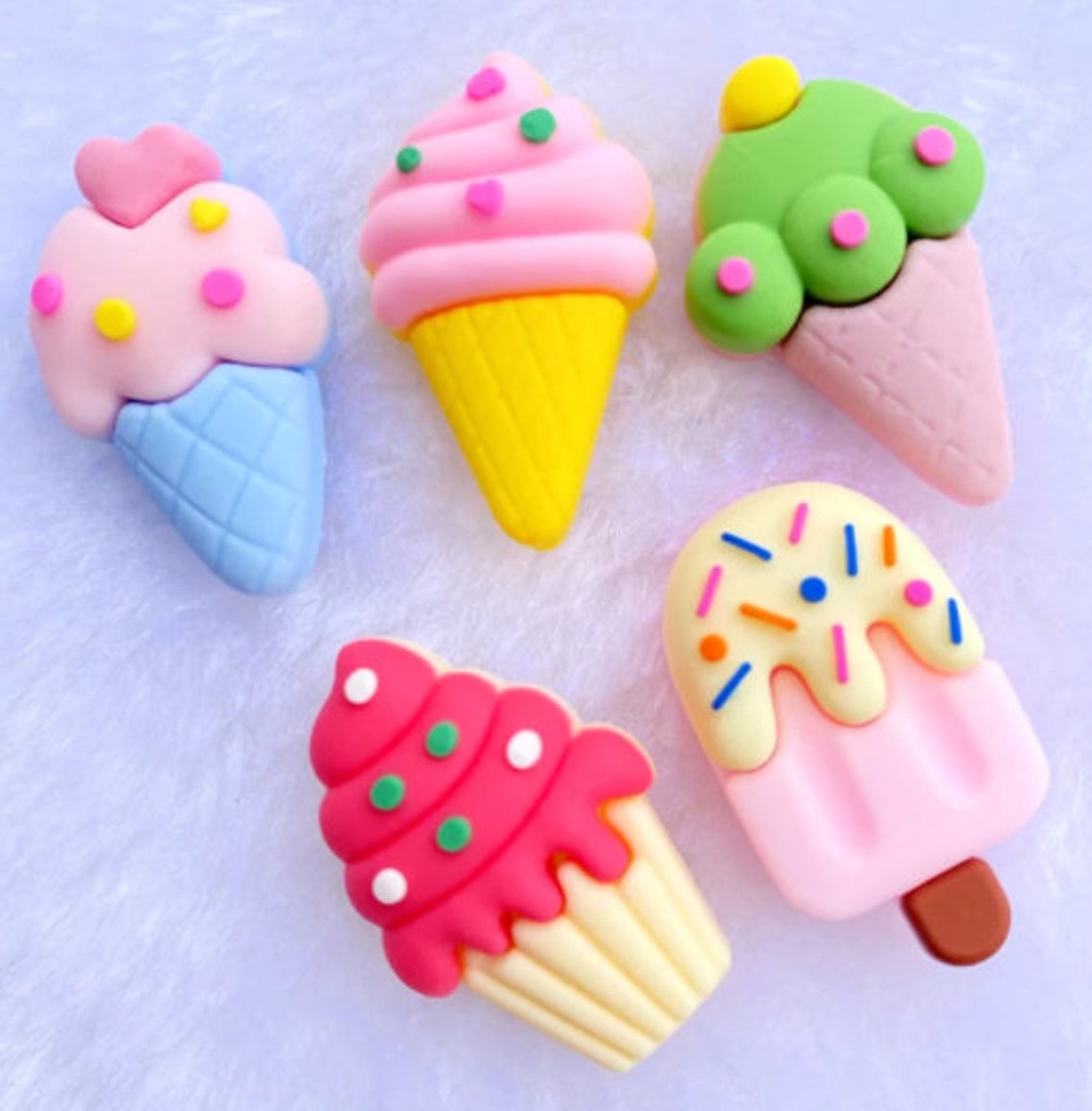 10pcs Mini Ice Cream PVC Flexible Glue Flat Back DIY Scrapbook - Etsy