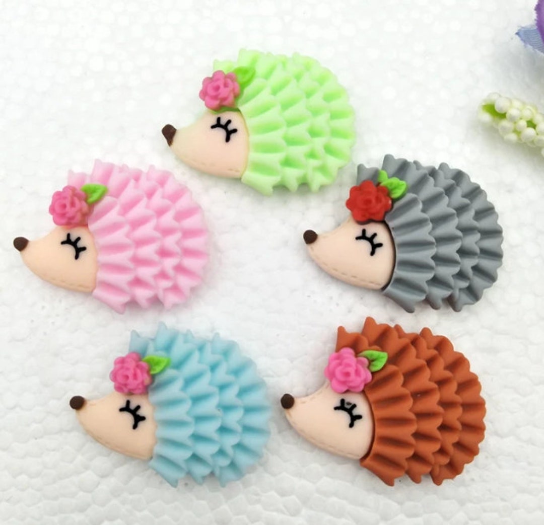 10pcs/lot Kawaii Flatback Resin Hedgehog Cartoon Flat Back Resin ...