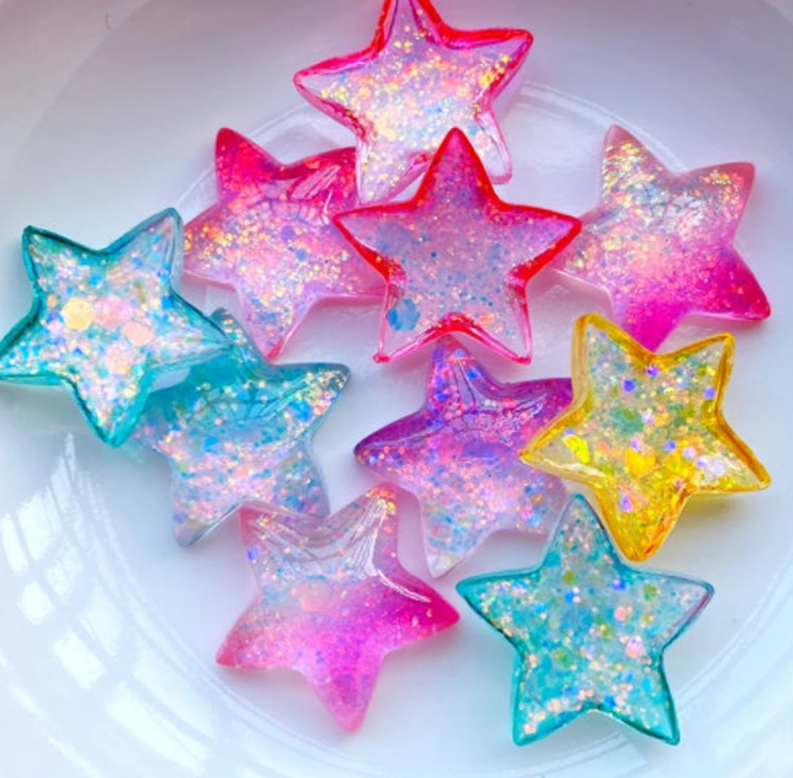 10pcs Cute New Resin Colorful Shining Stars Flat Back - Etsy