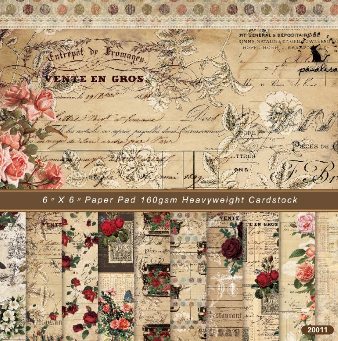 24 Sheets 6x6 Vintage Patterned Paper Pad - Etsy