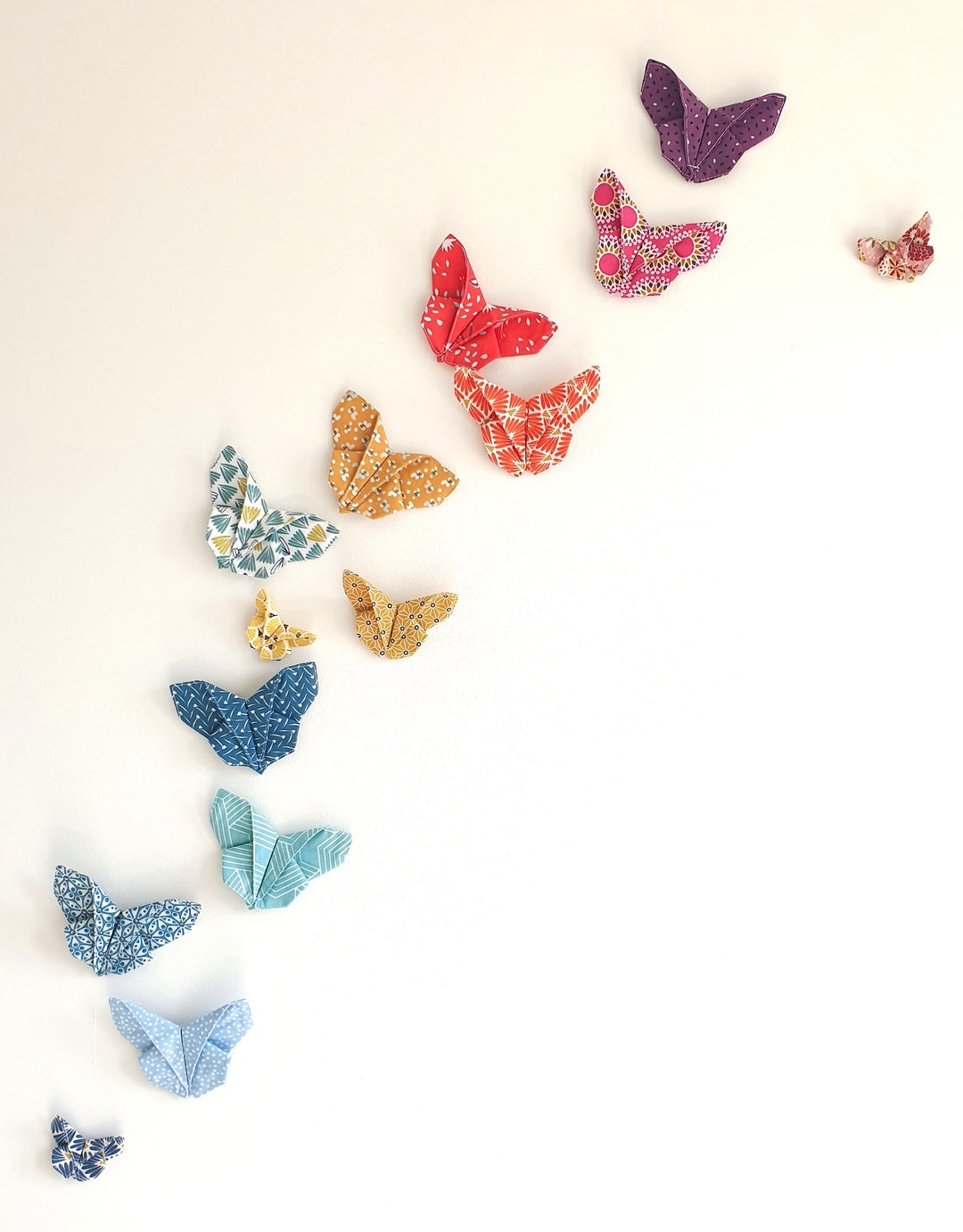 Origami Butterfly Wall Decoration in Rainbow or Plain Fabric ...