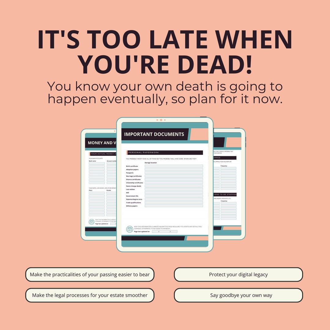Making Your Death Easier: A Printable Death Plan Pack to Ease the ...
