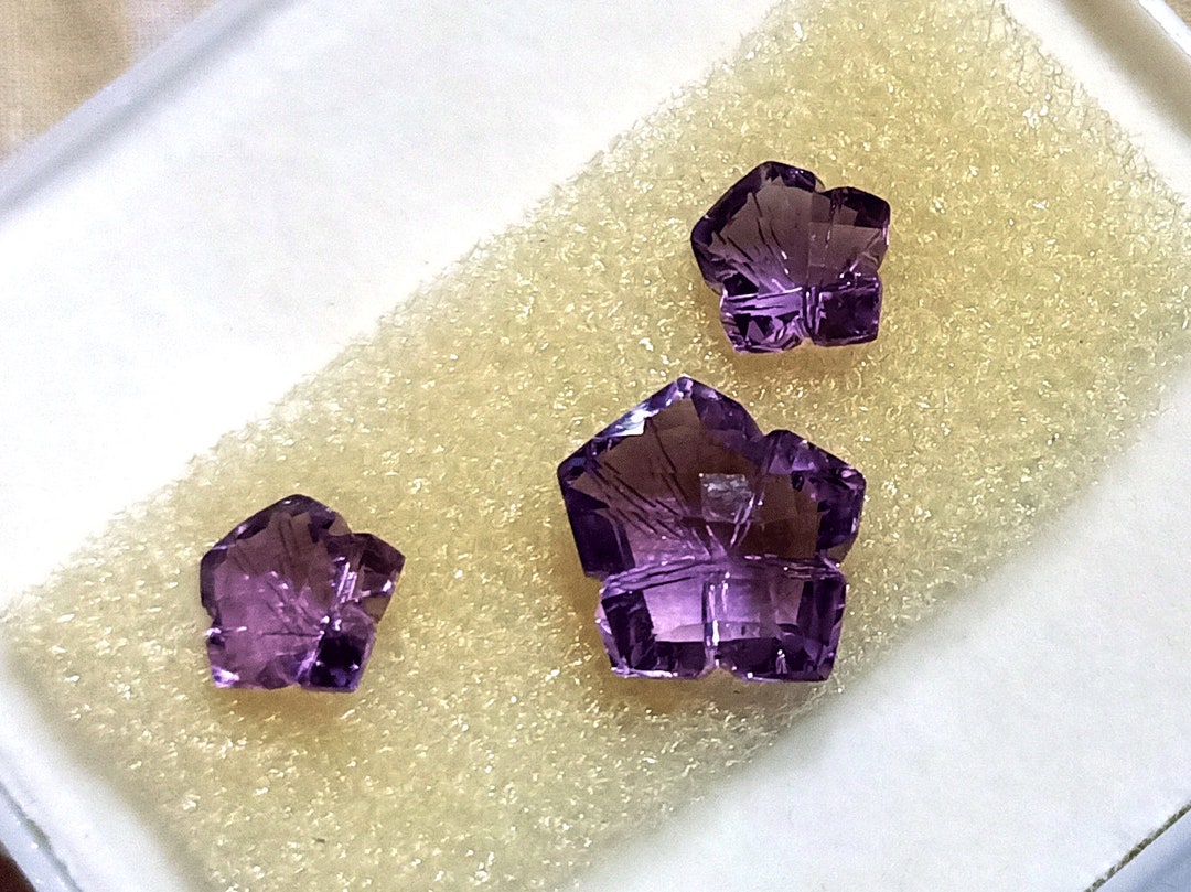 Natural Amethyst 3pcs Set AAA Fancy Cut Stones Pentagon - Etsy