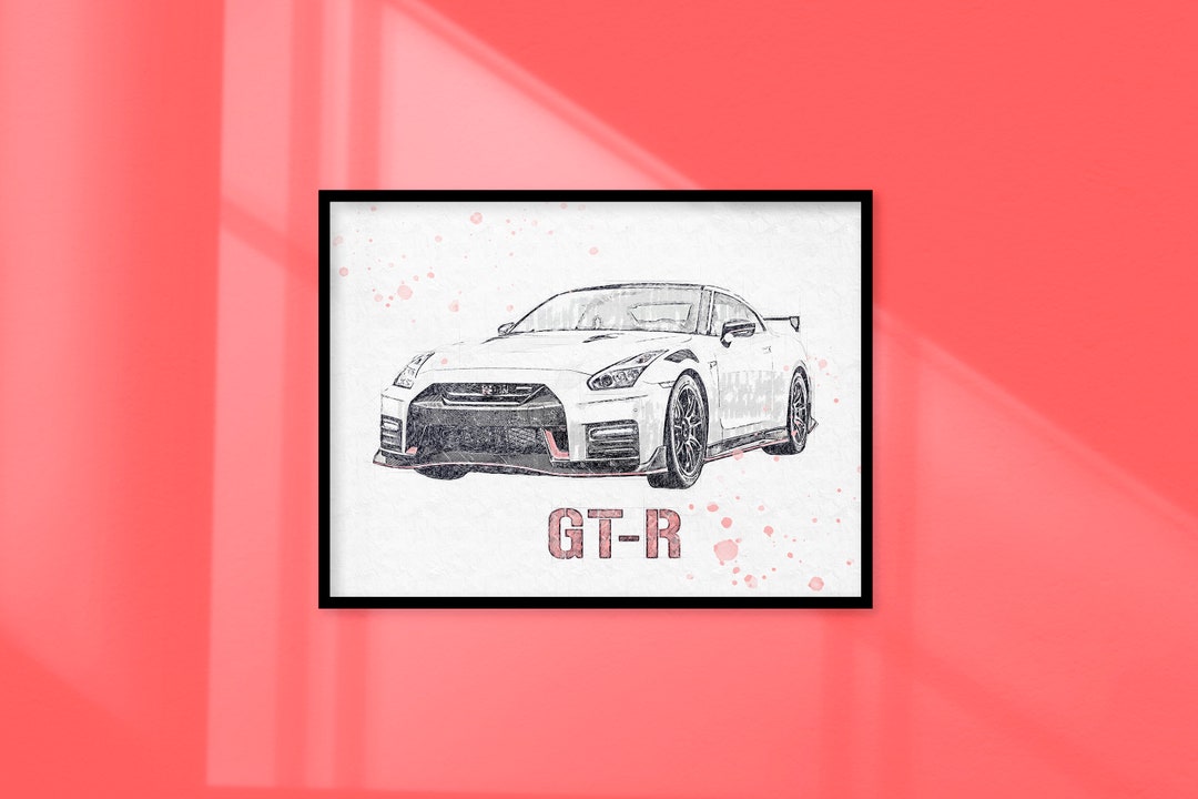 Nissan GT-R Sketch Pencil Watercolor Poster Home Decor - Etsy