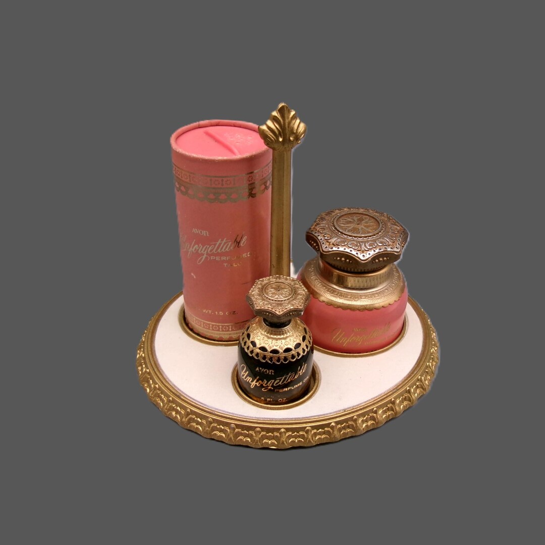 Vintage Avon Unforgettable 3 Piece Display Set Stand, Full Perfume ...