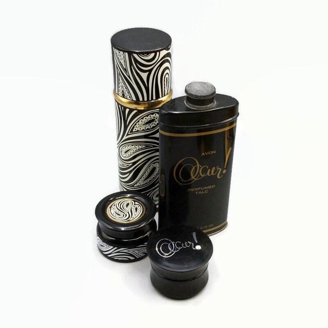 Vintage Avon Patterns and Occur, Full Cologne and Talc, Empty Sachet ...