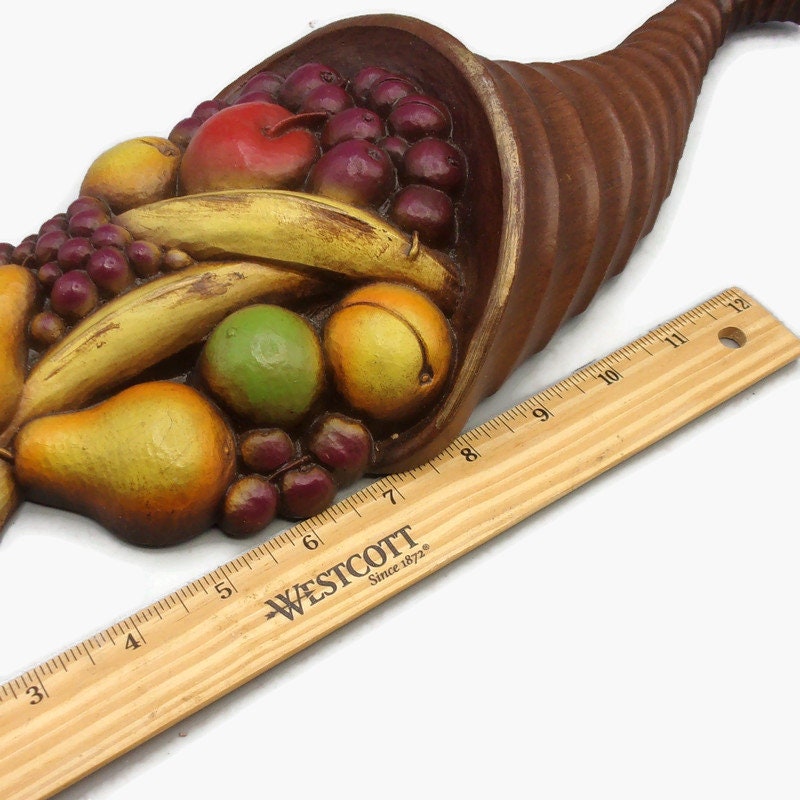 Vintage Solid Wood /metal Fruit Cornucopia Wall Hanging Horn - Etsy
