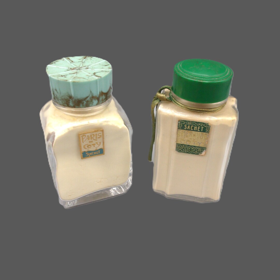 2 Coty Sachet Bottles, Full Emeraude and Paris, Vintage Vanity - Etsy