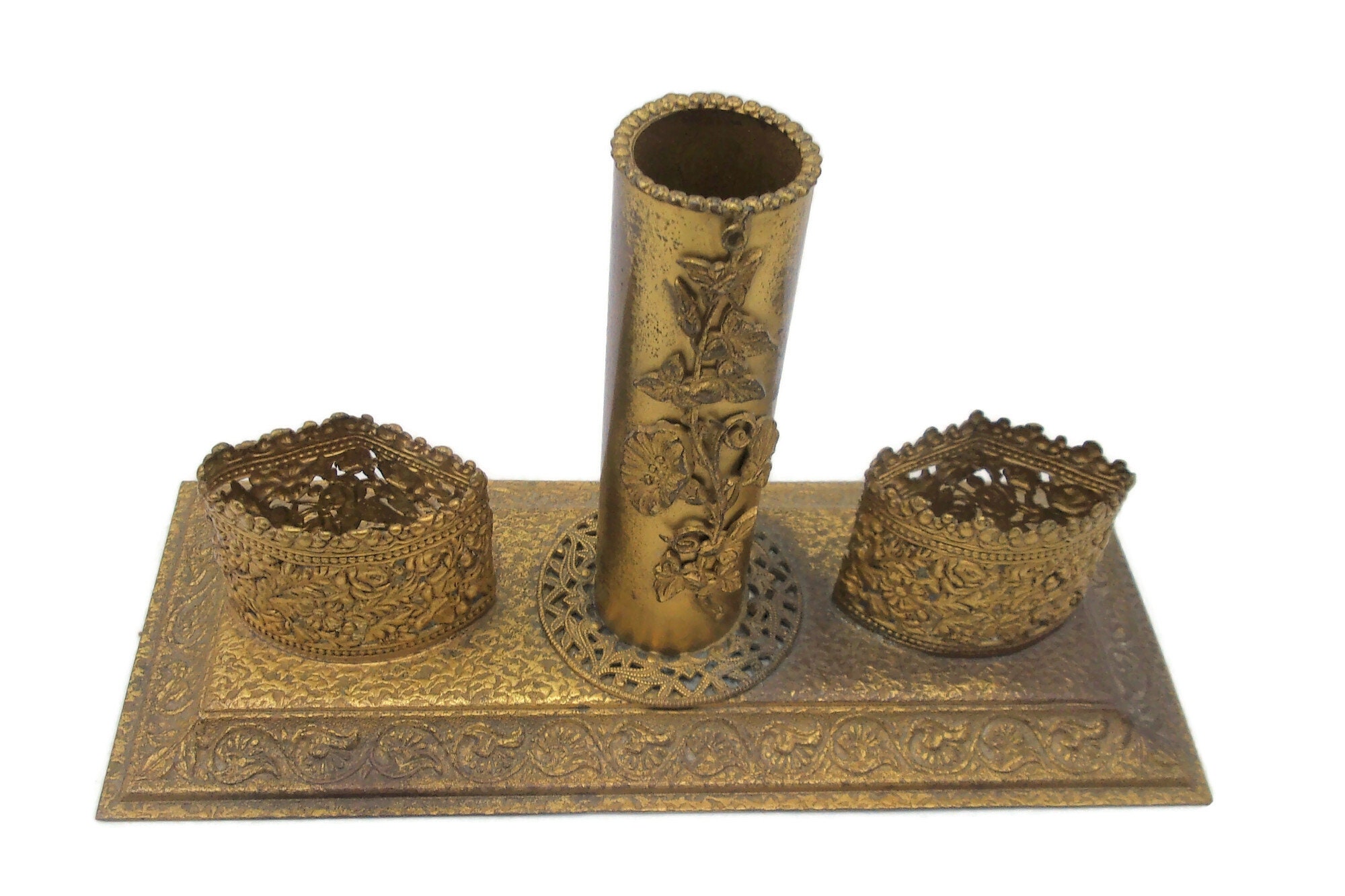 MWC Co Gold Metal Perfume Holder Caddy Ornate Floral Filigree - Etsy