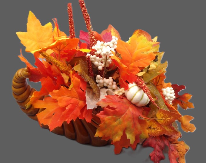 Ceramic Cornucopia Handmade Thanksgiving Fall Centerpiece Arrangement ...