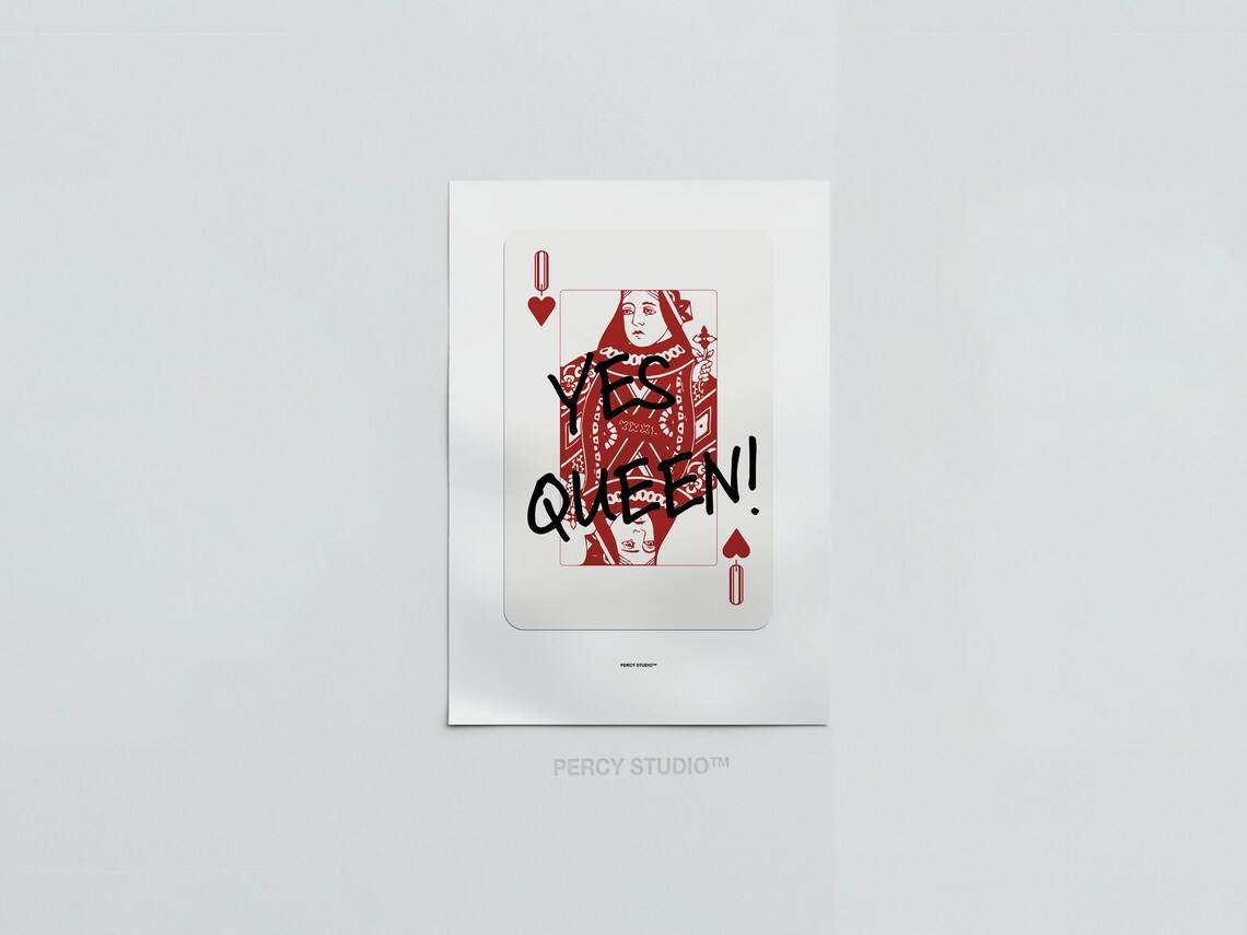 Queen of Hearts Print Yes Queen Digital Download Trendy - Etsy