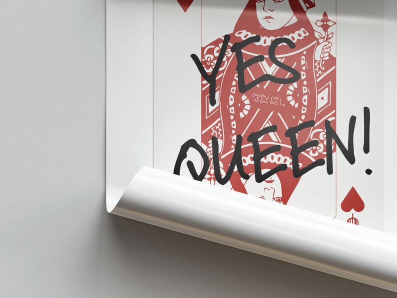 Queen of Hearts Print Yes Queen Digital Download Trendy - Etsy