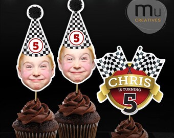 Checkered Flag Cupcake Toppers - Etsy