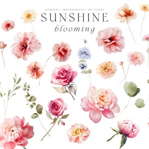 Wedding Floral Watercolor Clipart - Wedding Clipart - Floral Art Papers ...