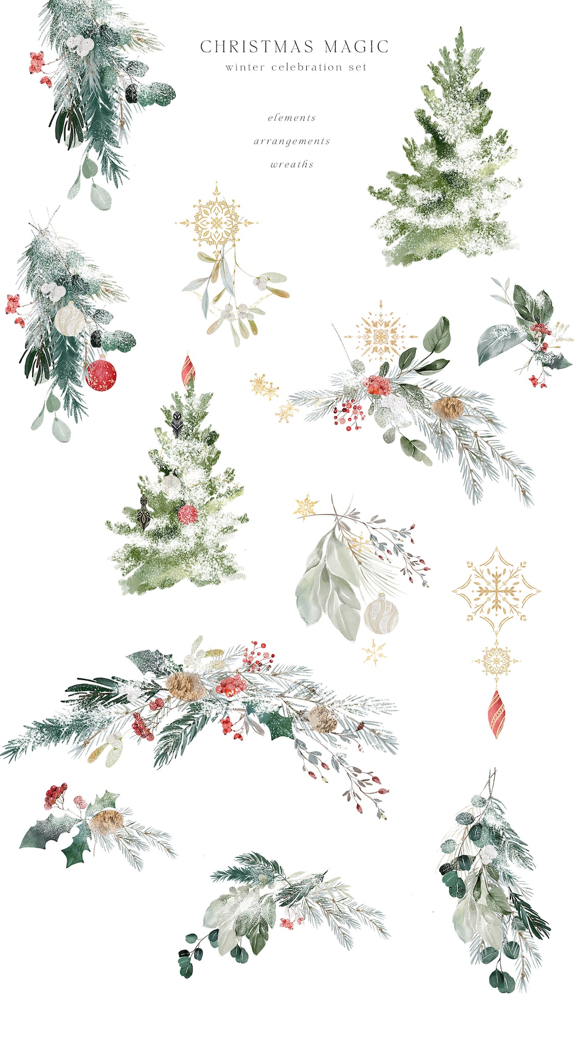 Christmas Watercolor Clipart Winter Clipart Christmas - Etsy