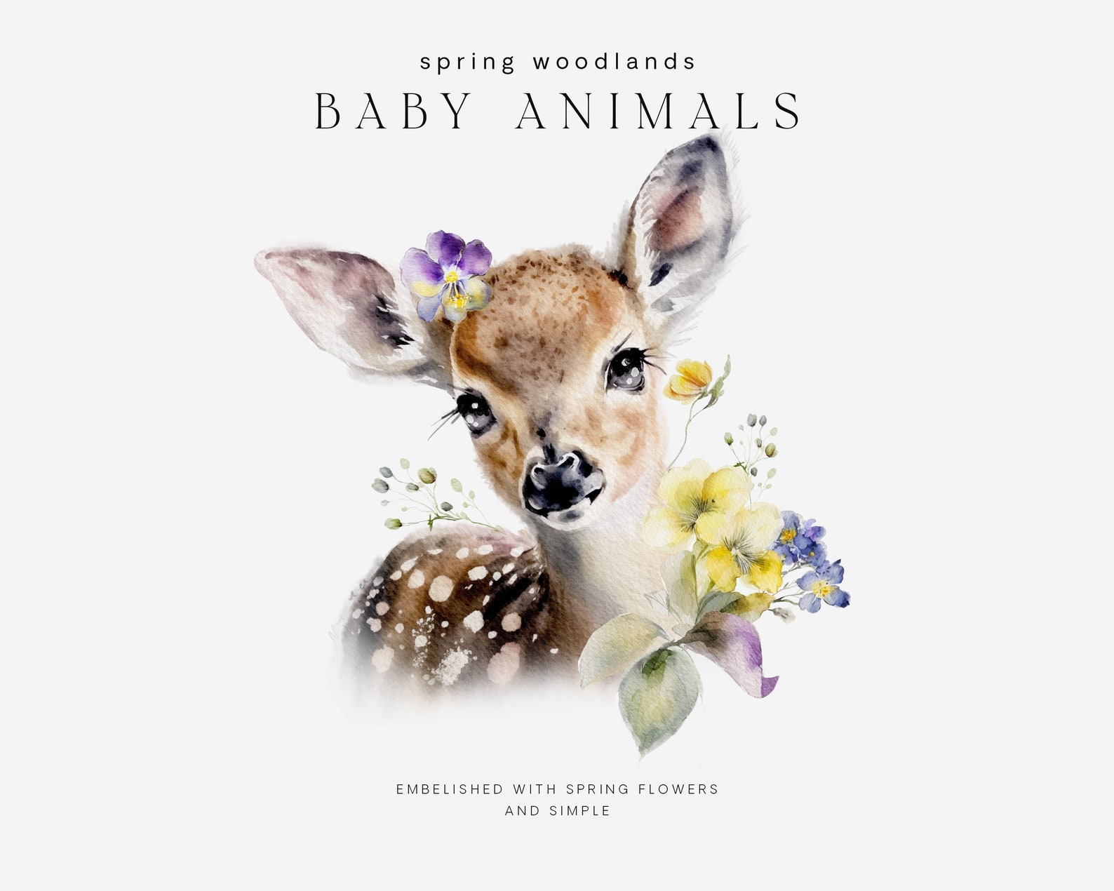 Baby Animals Watercolor Clipart Nursery Clipart Spring Clipart Premade ...