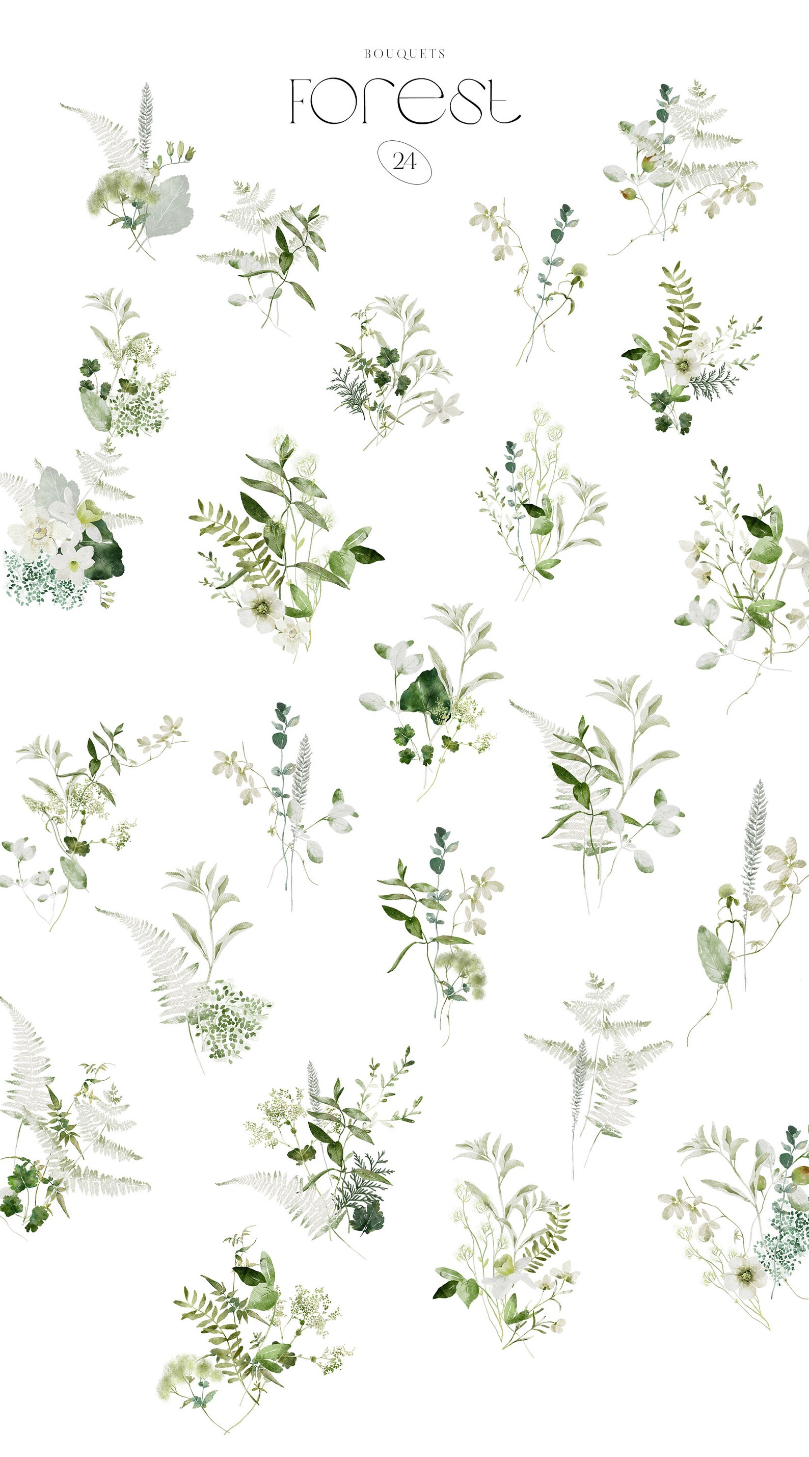 Watercolor Greenery Clipart - Greenery Foliage - Greenery Arrangements ...