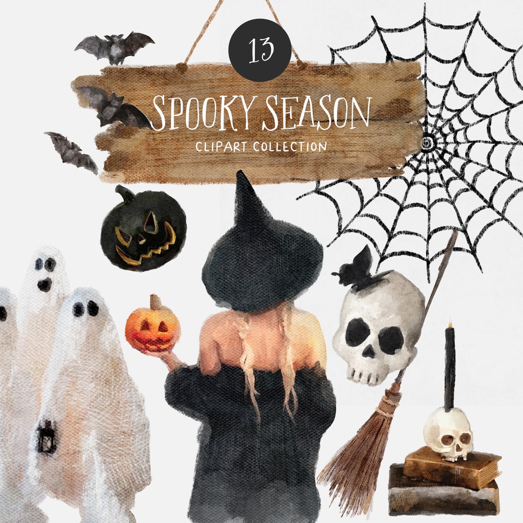 Watercolor Halloween Clipart - Halloween Clipart - Watercolor Clipart ...