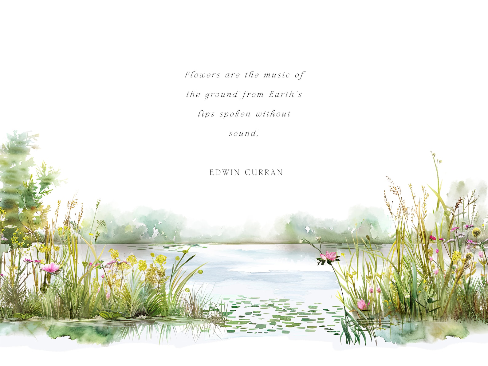 Watercolor Lake and Wild Flowers Borders - Wild Floral Borders ...