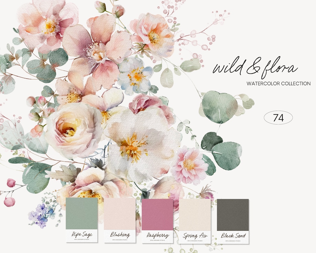 Watercolor Wild Flowers - Wild Flowers Clipart - Floral Clipart ...