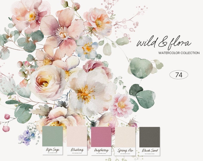 Wild Flowers Clipart, Watercolor DIY Element PNG, Spring Summer Floral ...