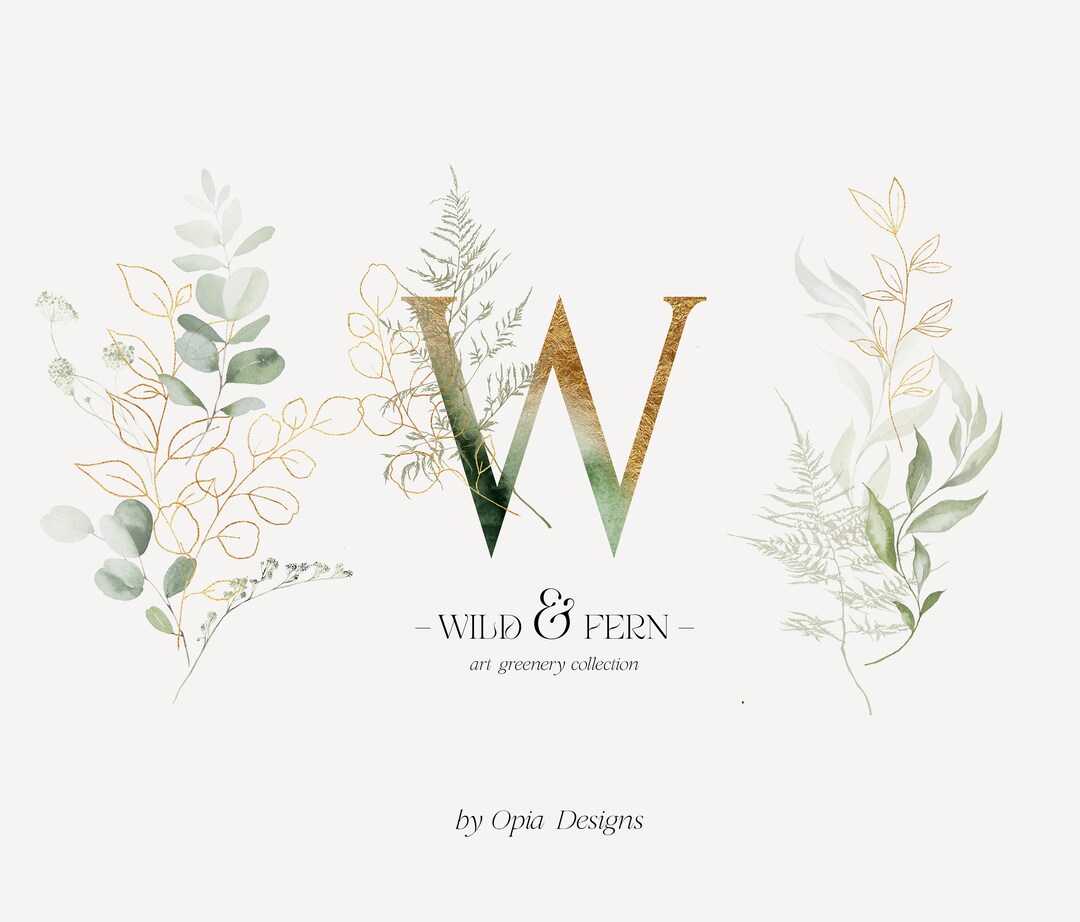 Watercolor Greenery Clipart - Eucalyptus Clipart - Watercolor ...