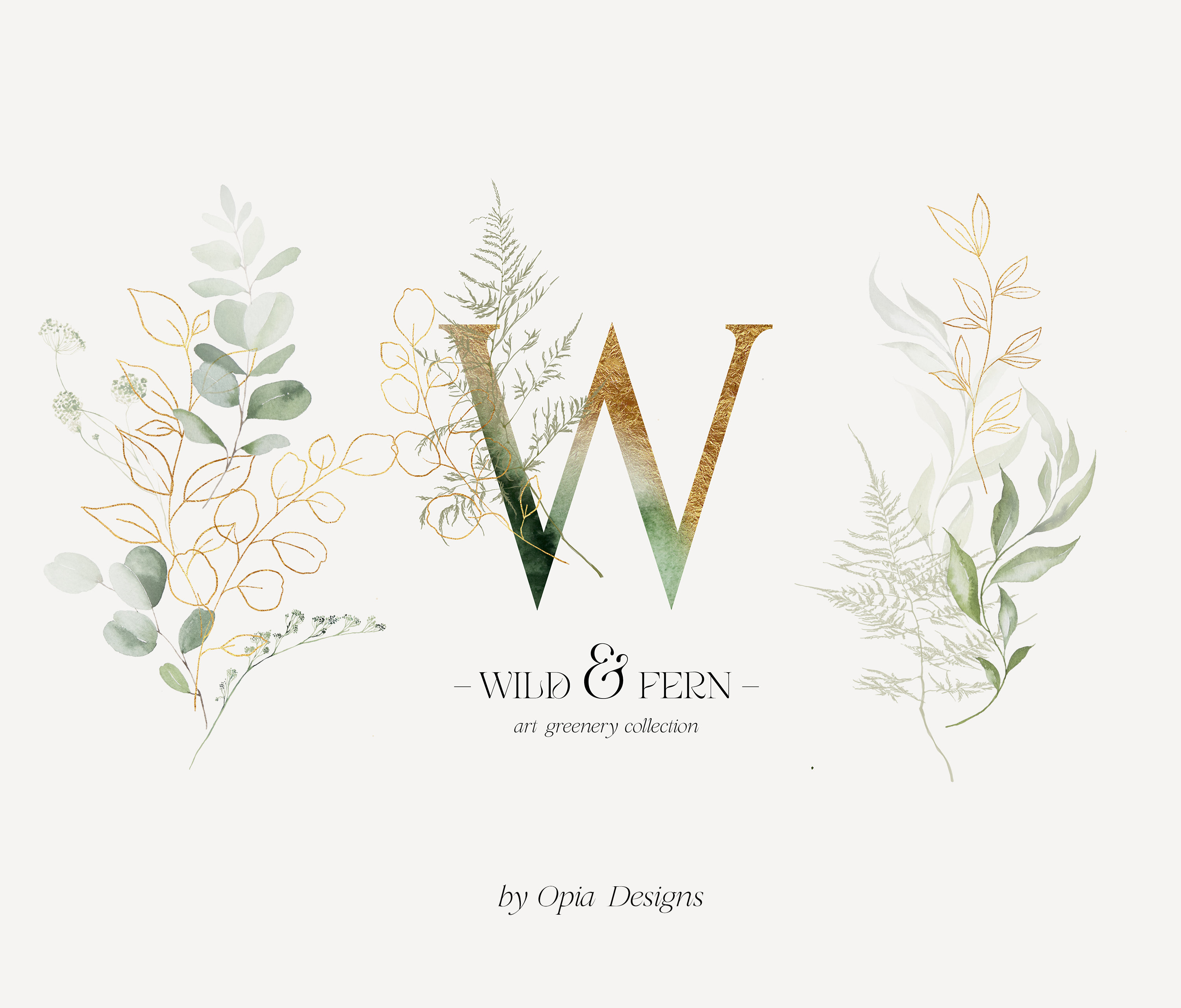 Watercolor Greenery Clipart - Eucalyptus Clipart - Watercolor ...