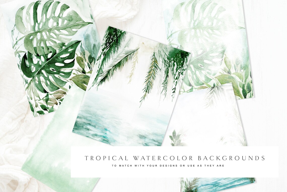 Watercolor Tropical Backgrounds Tropical Landscapes - Etsy