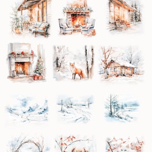 Watercolor Christmas Clipart - Winter Wonderland Clipart - Christmas ...