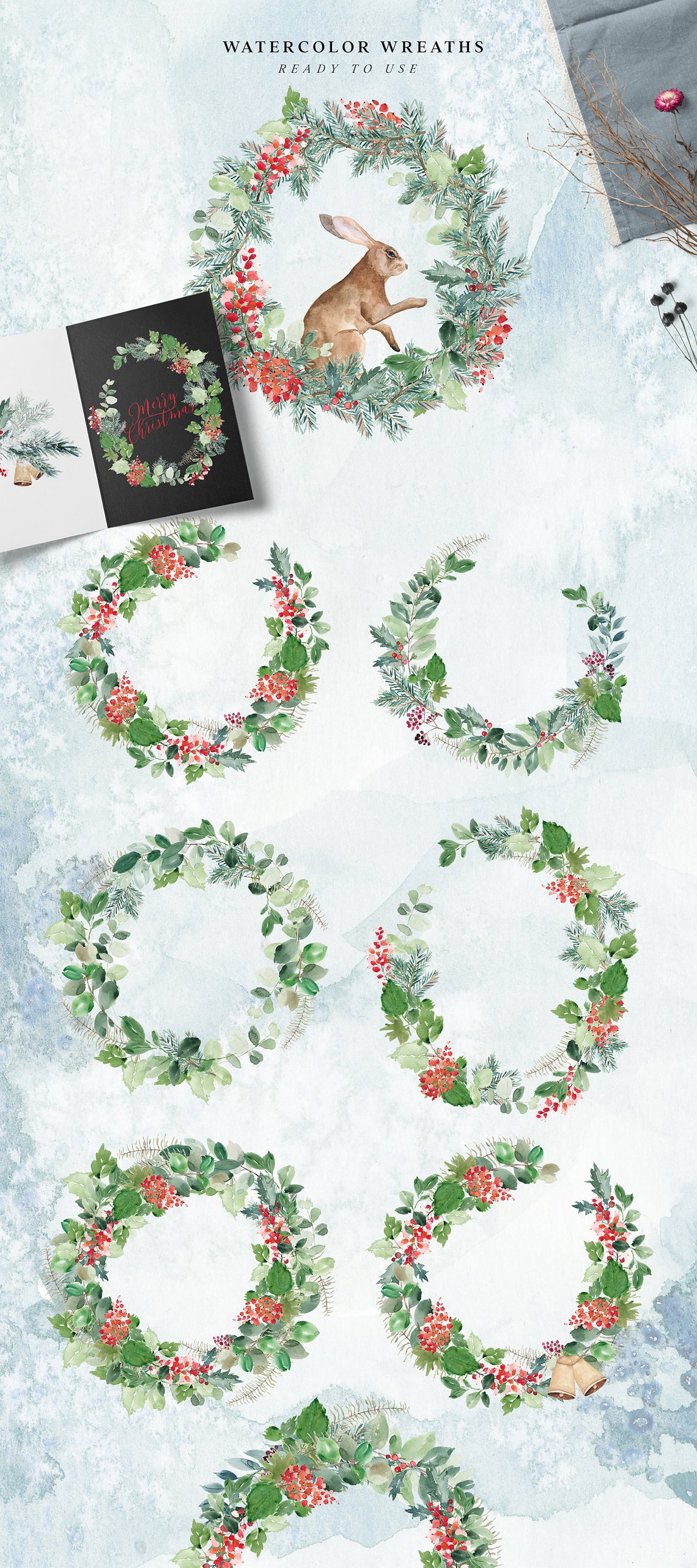 Woodland Winter Watercolor Clipart - Christmas Clipart - Winter Clipart ...