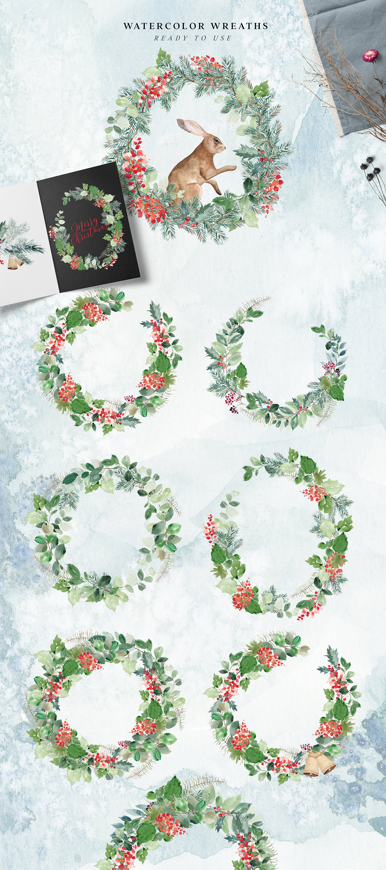 Woodland Winter Watercolor Clipart Christmas Clipart - Etsy