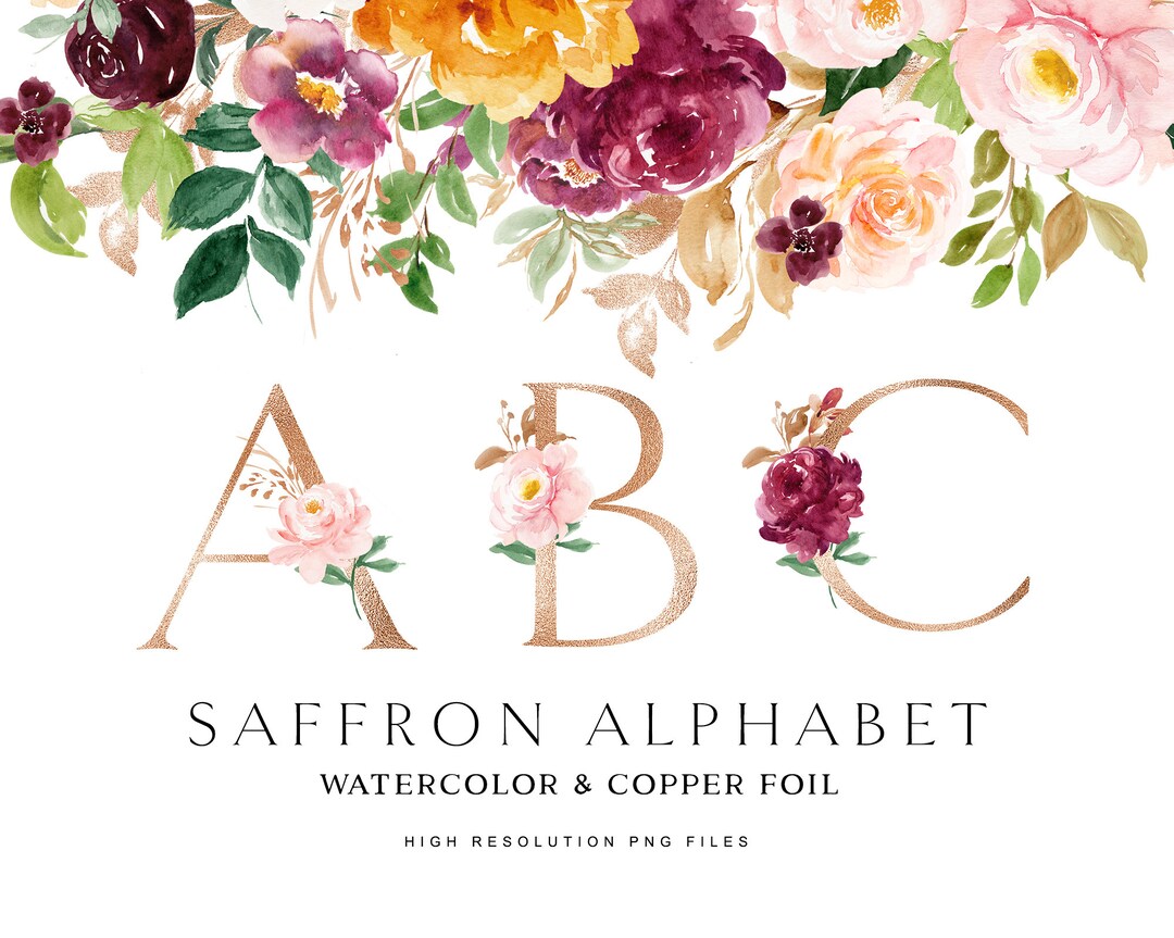 Watercolor and Foil Alphabet Embelished Letters Clipart - Etsy