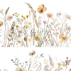 Watercolor Summer Field Flowers - Watercolor Floral Fields - Premade ...