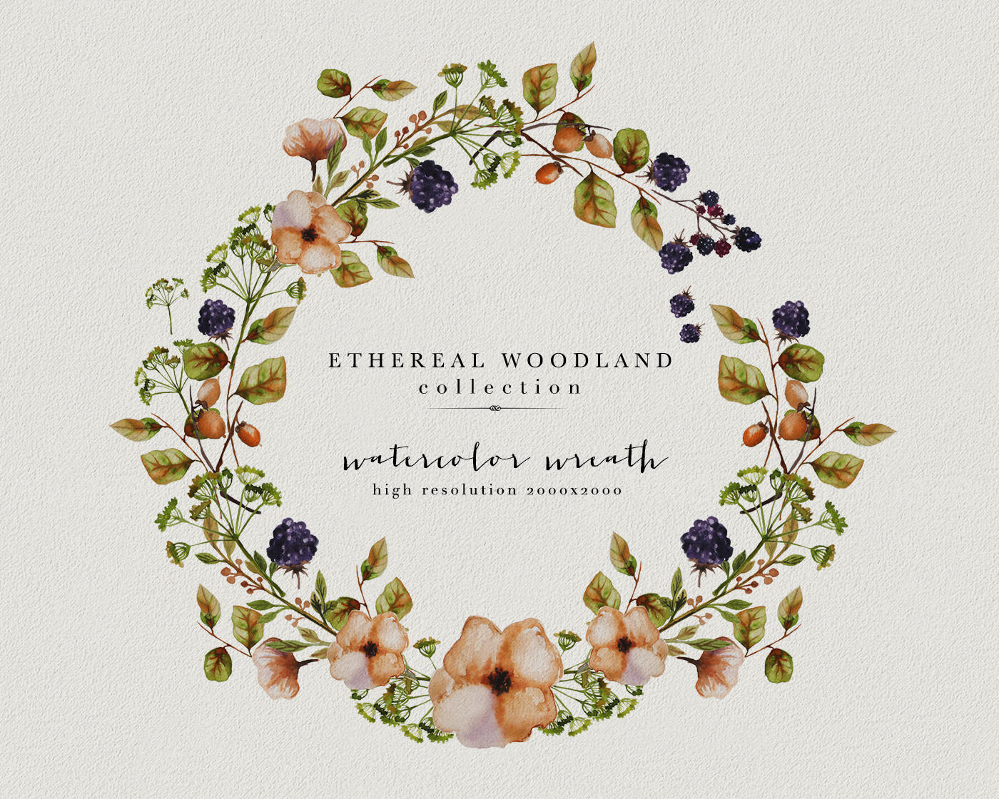 Wild Flowers Clipart - Watercolor Wreath - Watercolor Berries ...