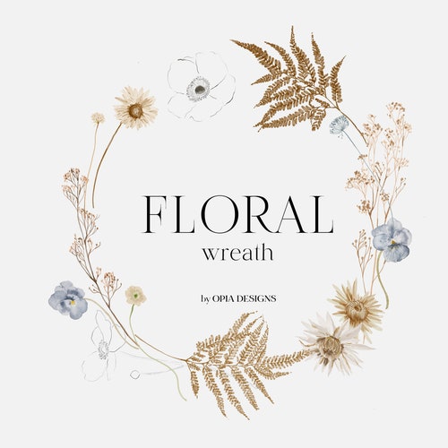 Watercolor Floral Wreath Clipart Watercolor Botanical Floral - Etsy