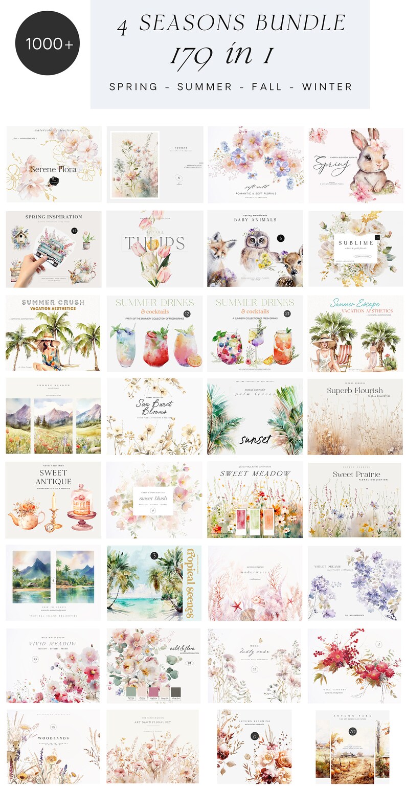 Watercolor Clipart Bundle -seasonal Clipart Bundle -watercolor Bundle ...