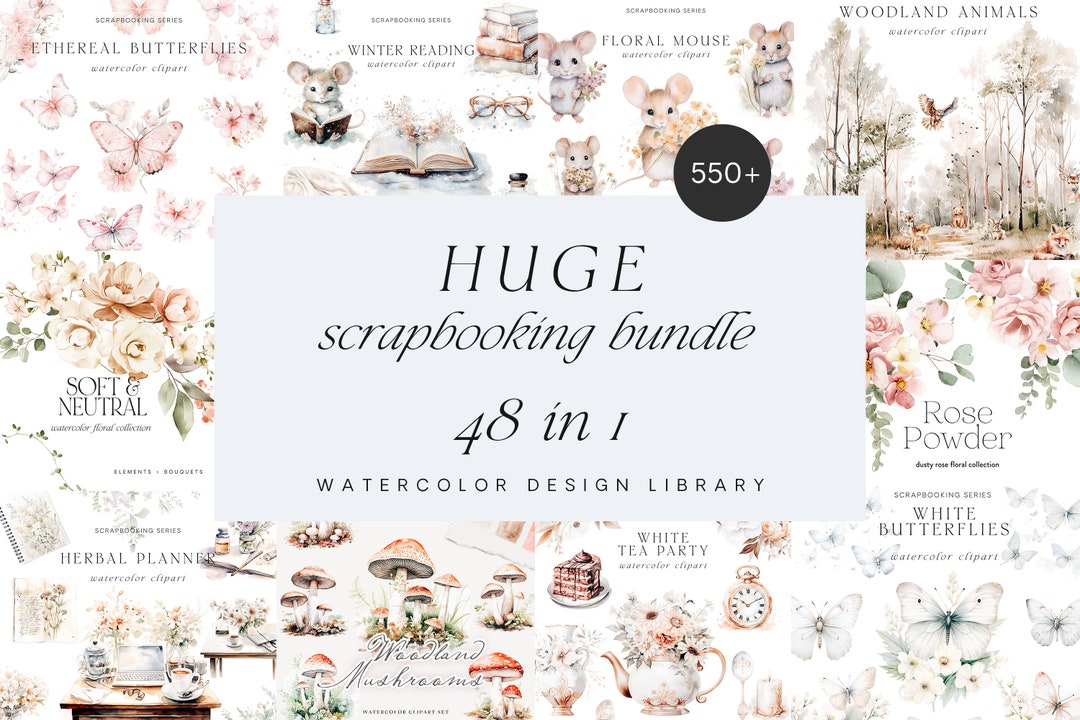 Watercolor Clipart Bundle - Scrapbook Clipart Bundle - Watercolor ...