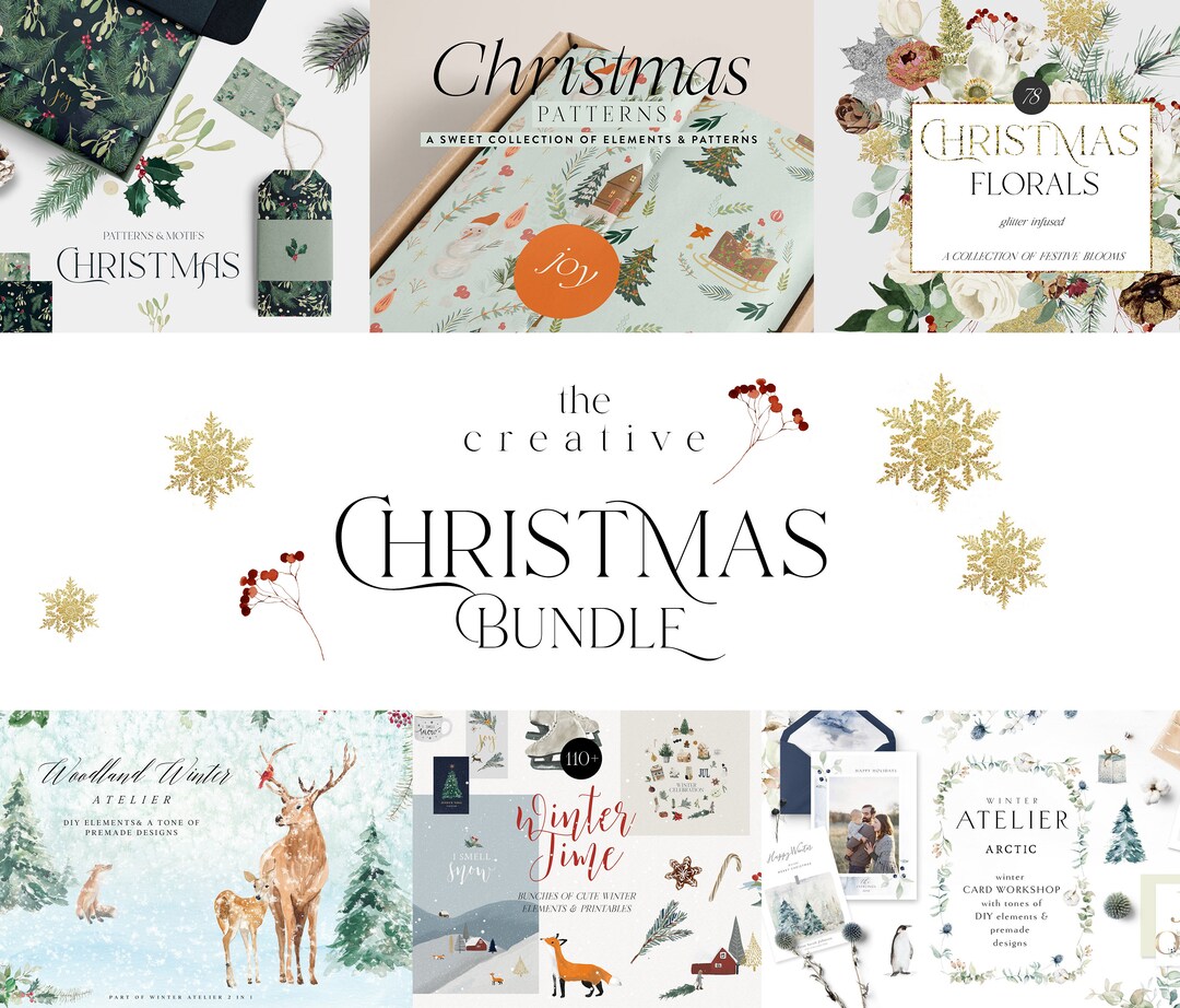 Watercolor Christmas Bundle - Winter Bundle - Watercolor Bundle ...