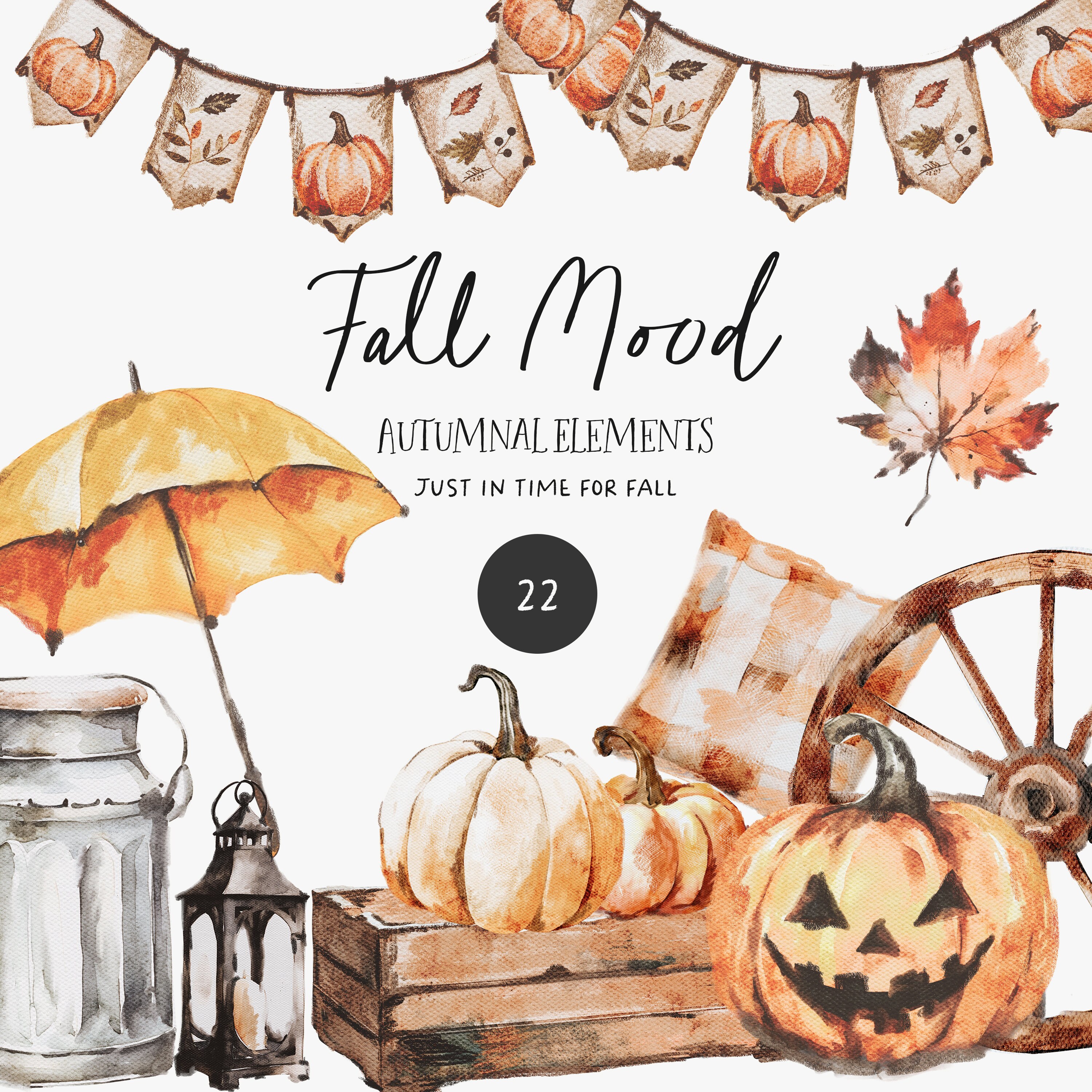 Fall Watercolor Clipart - Autumn Clipart - Watercolor Clipart - Cards ...
