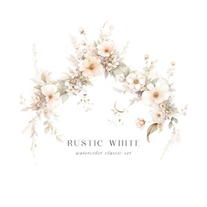 Watercolor Rustic White Floral Clipart - White Floral Clipart ...
