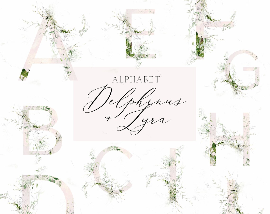 Fine Art Greenery Alphabet Monogram Letters Greenery - Etsy