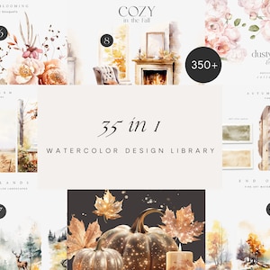 Watercolor Clipart Bundle - Autumn Clipart Bundle - Watercolor Bundle ...