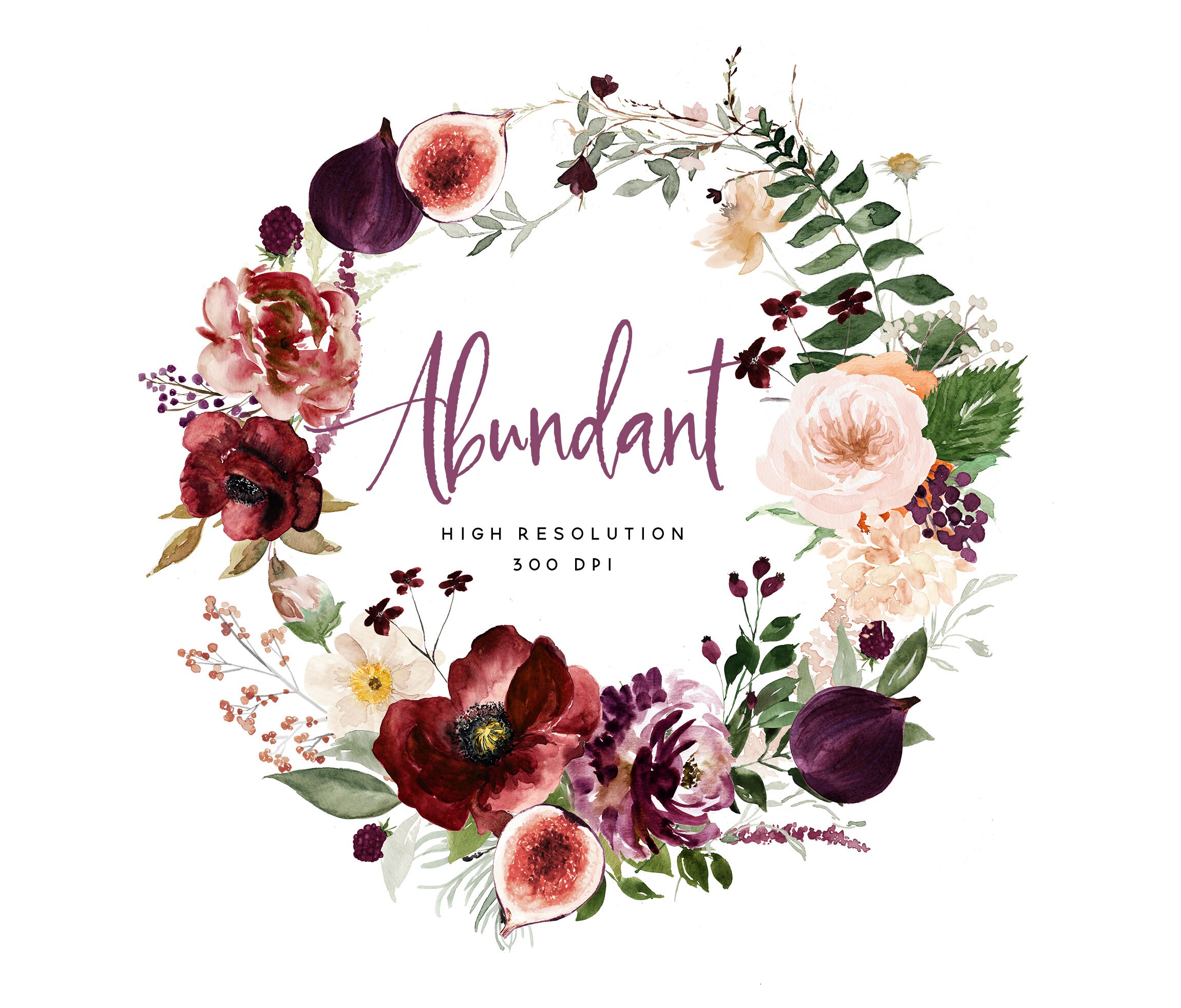 Watercolor Floral Wreath Clipart Autumn Wreath Fall Wreath - Etsy