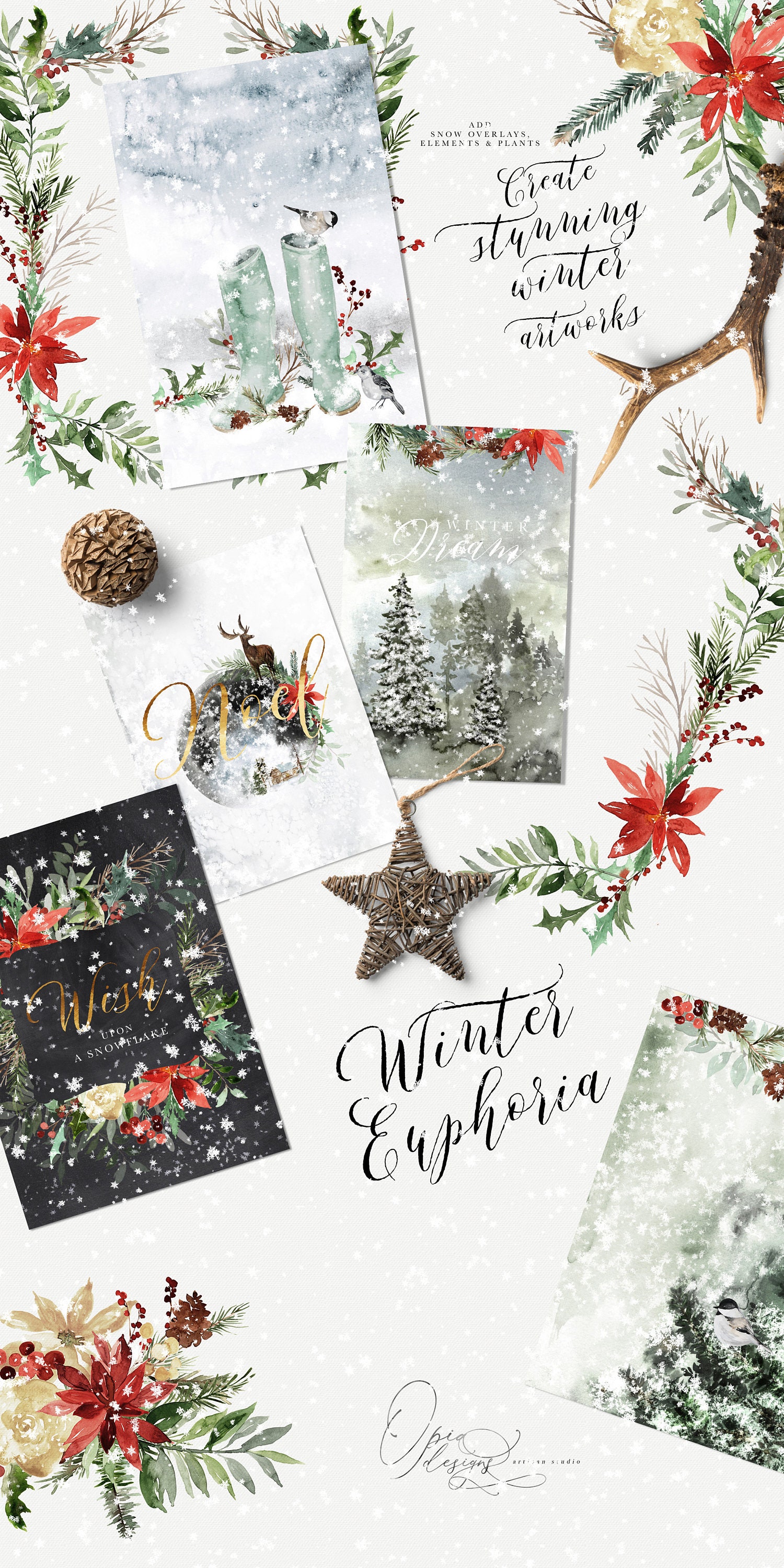 Evergreen - Winter Woodland Collection - Woodland Clipart - Winter ...