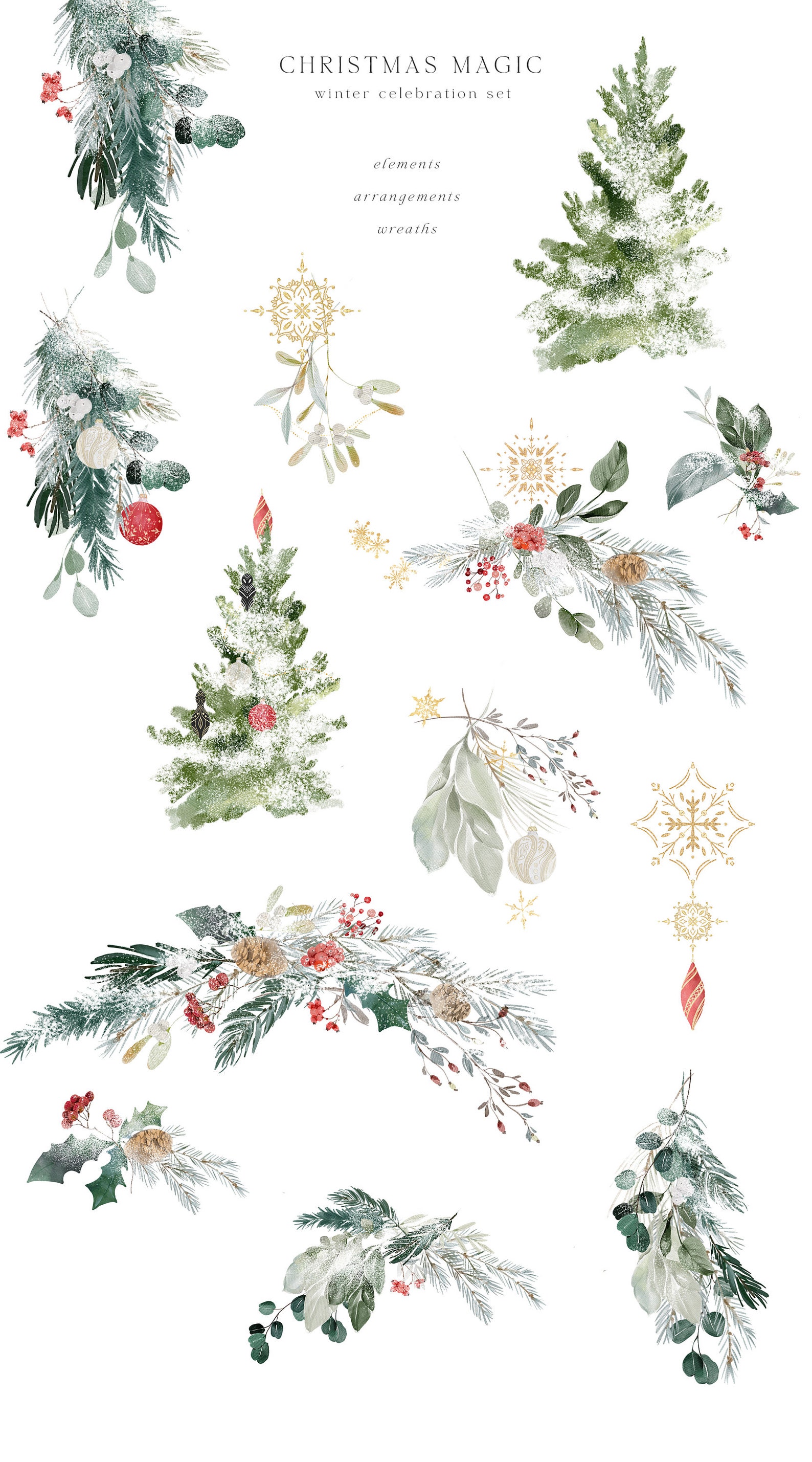 Christmas Watercolor Clipart Winter Clipart Watercolor - Etsy