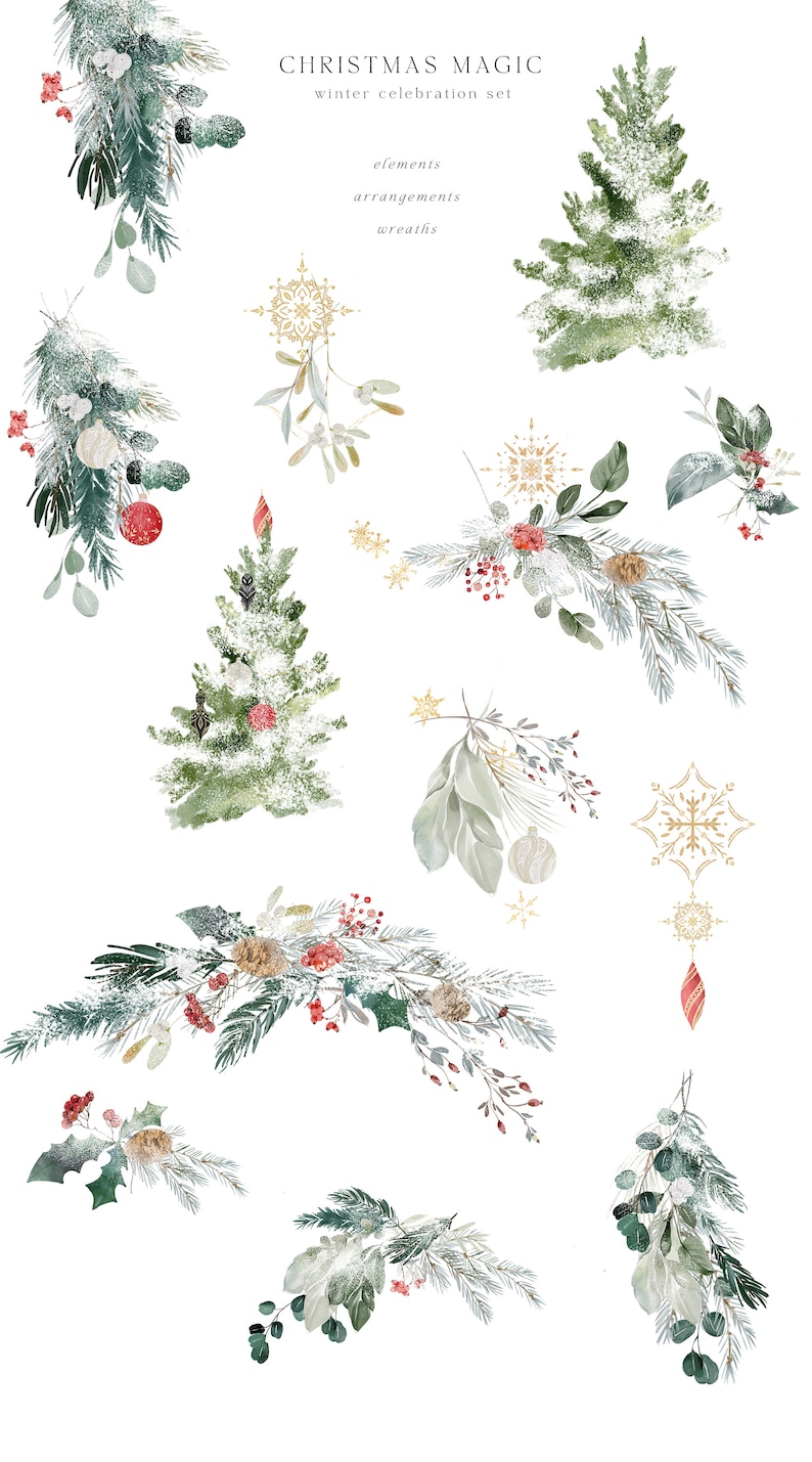 Christmas Watercolor Clipart Winter Clipart Watercolor - Etsy