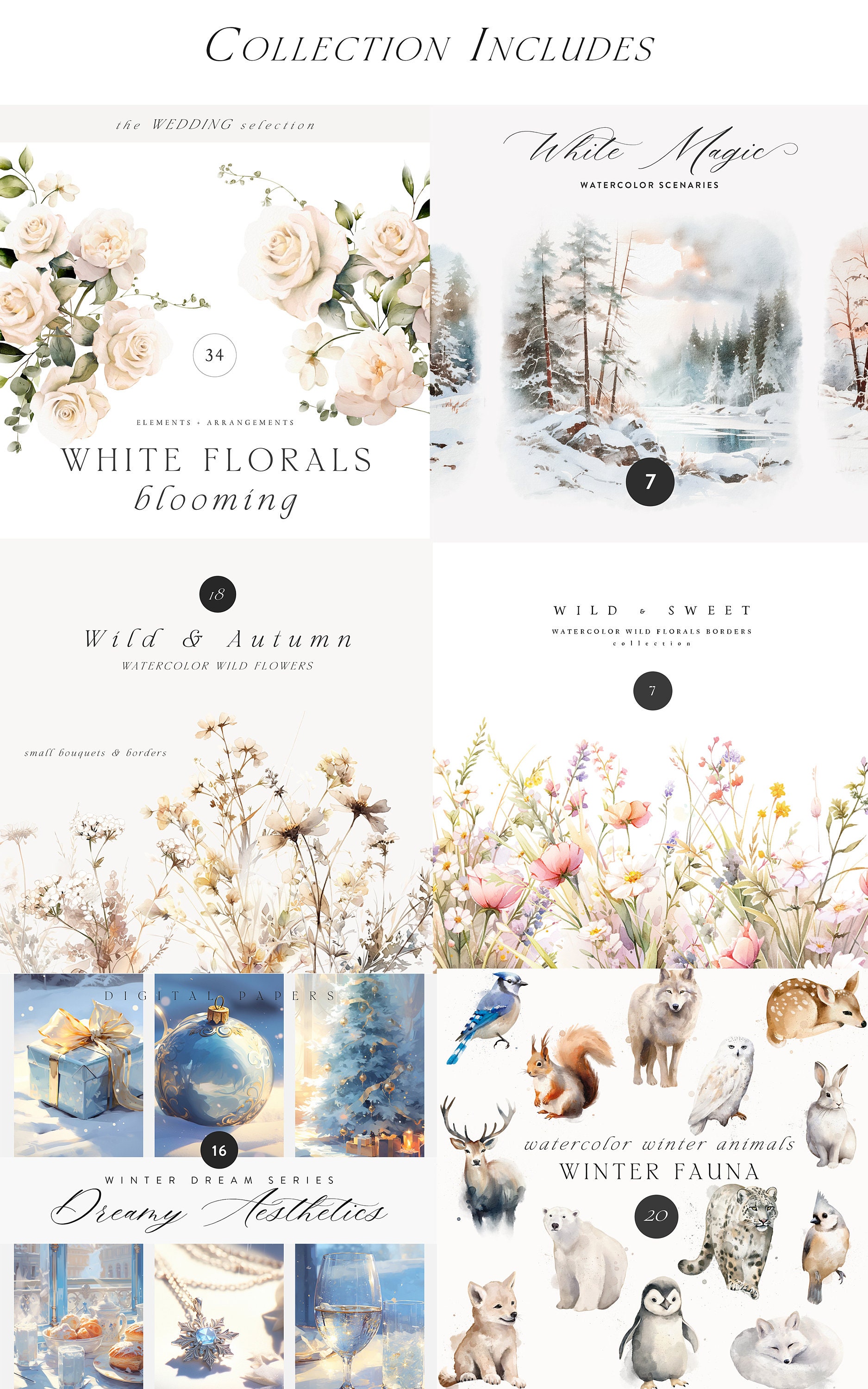 Watercolor Clipart Bundle - Winter Clipart Bundle - Watercolor Bundle ...